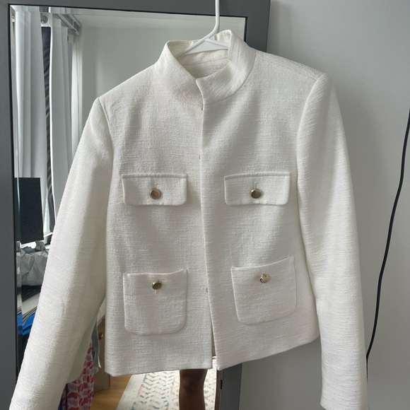 Zara | Jackets & Coats | Zara White Structured Blazer | Poshmark